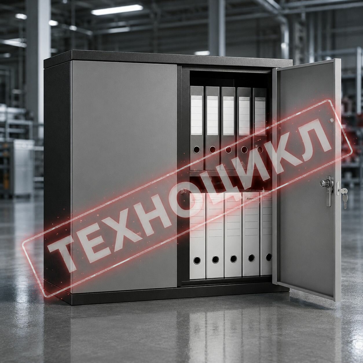 Офисный шкаф практик M-08 техноцикл 832х915х370 мм, серый