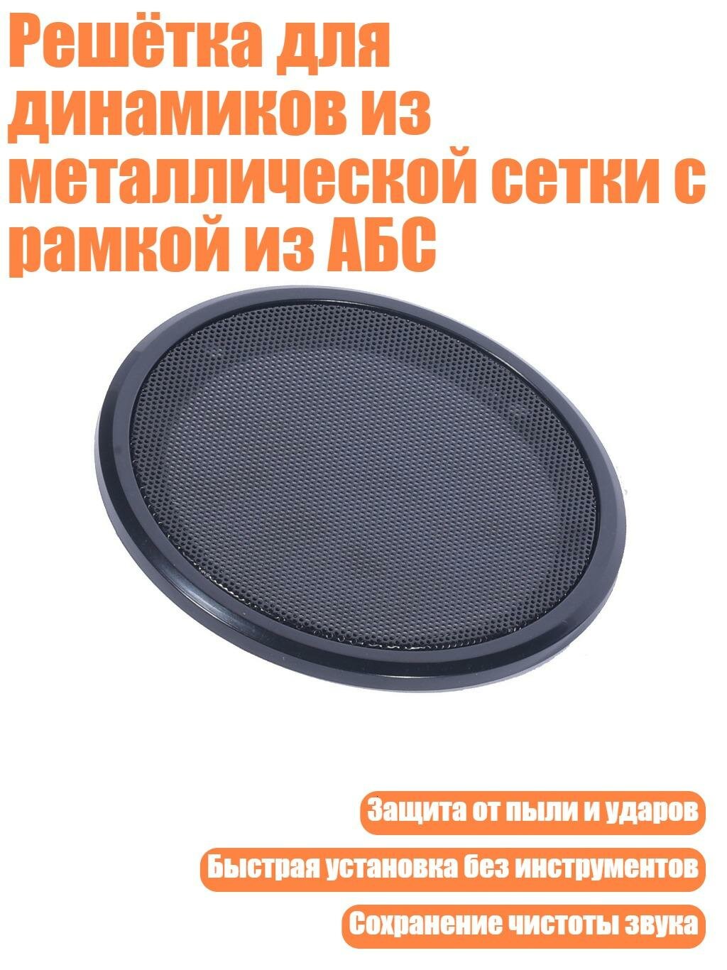 Решётка для динамиков из металлической сетки с рамкой из АБС, Черный Круг Черный N