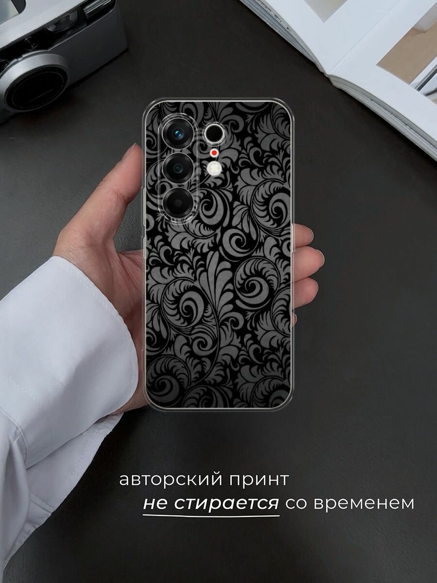 Чехол на Tecno Camon 50 4G / Текно Камон 50 4G с принтом Чёрный узор — фото 1