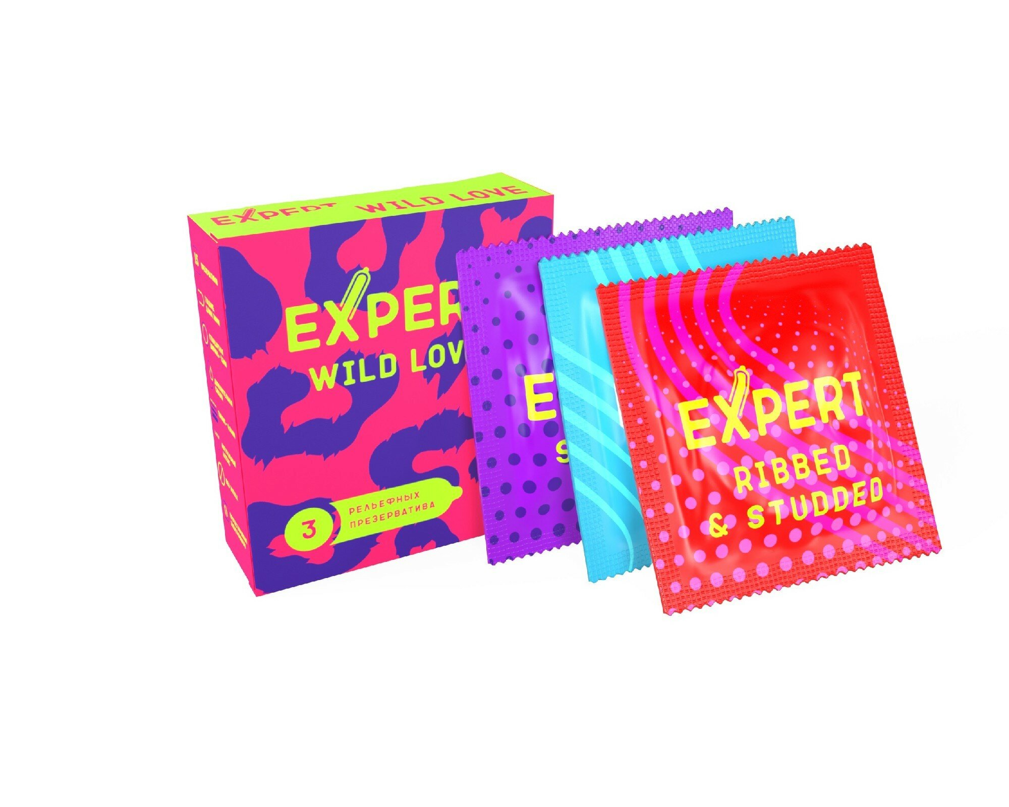 Презервативы EXPERT Wild Love №3 текстурированные ребристые и точечные стимулирующие, латекс