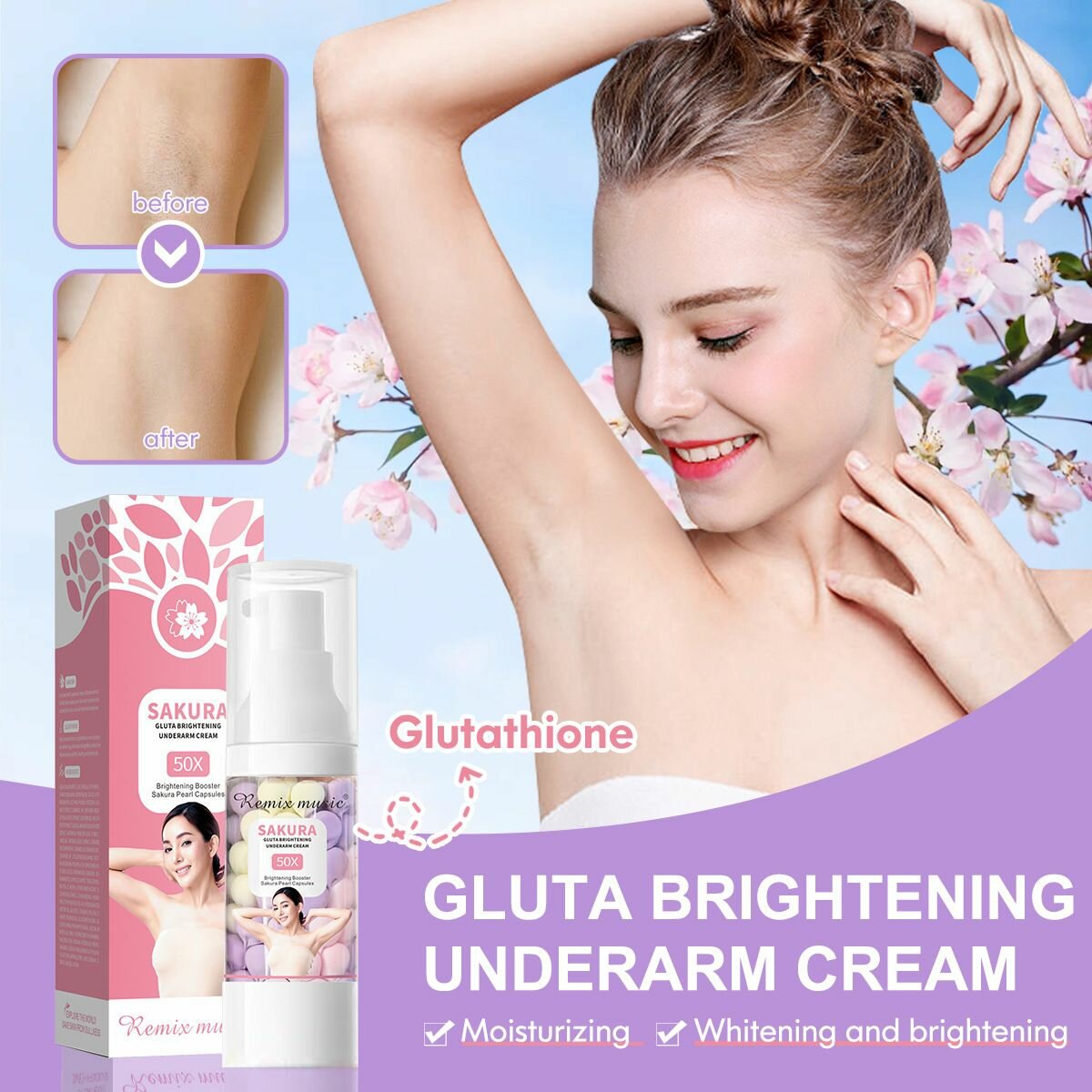 Крем для отбеливания подмышек Сакура (Sakura Gluta), 30гр, 2 шт