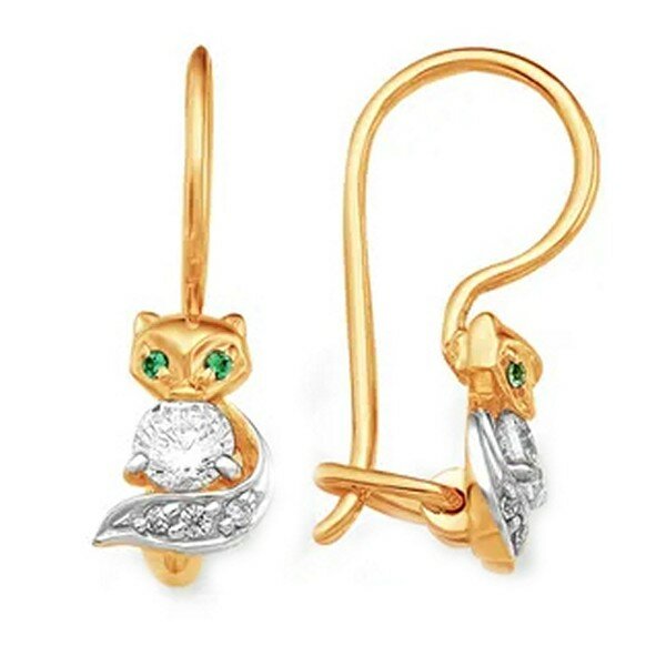 Серьги, красное золото, 585 проба, фианит