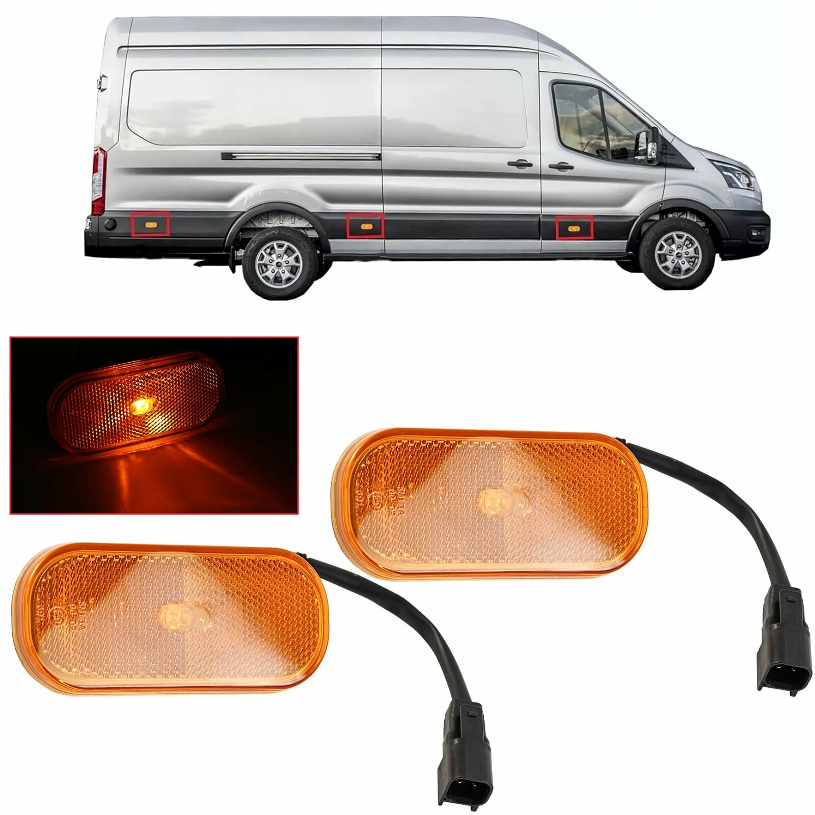 2 шт. для FORD TRANSIT MK8 2014-2020 боковые габаритные огни, замена линзы лампы BK31-15442-CB