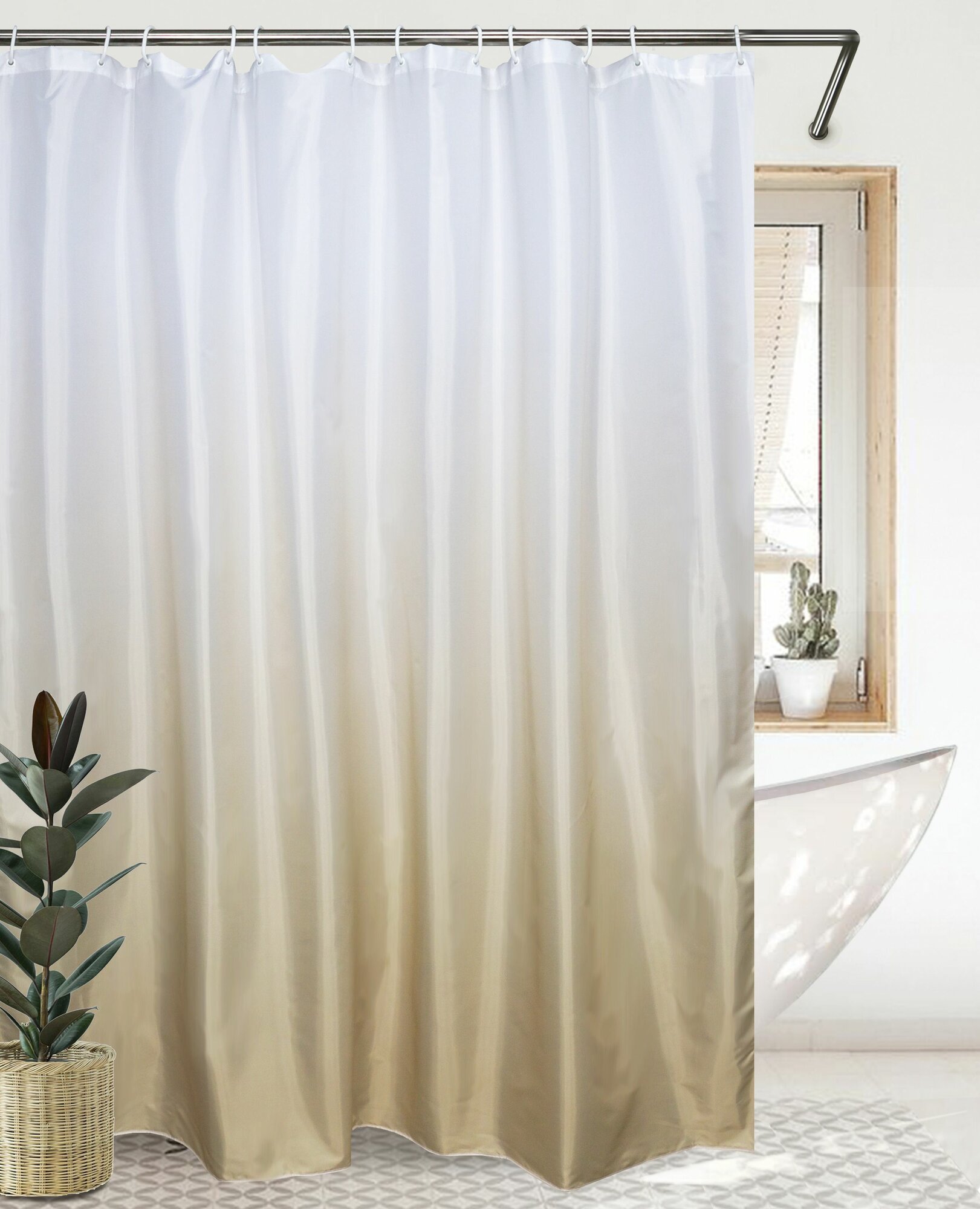 Штора занавеска для ванной BATH PLUS 180*180 тканевая ROSY DOWN бежевый