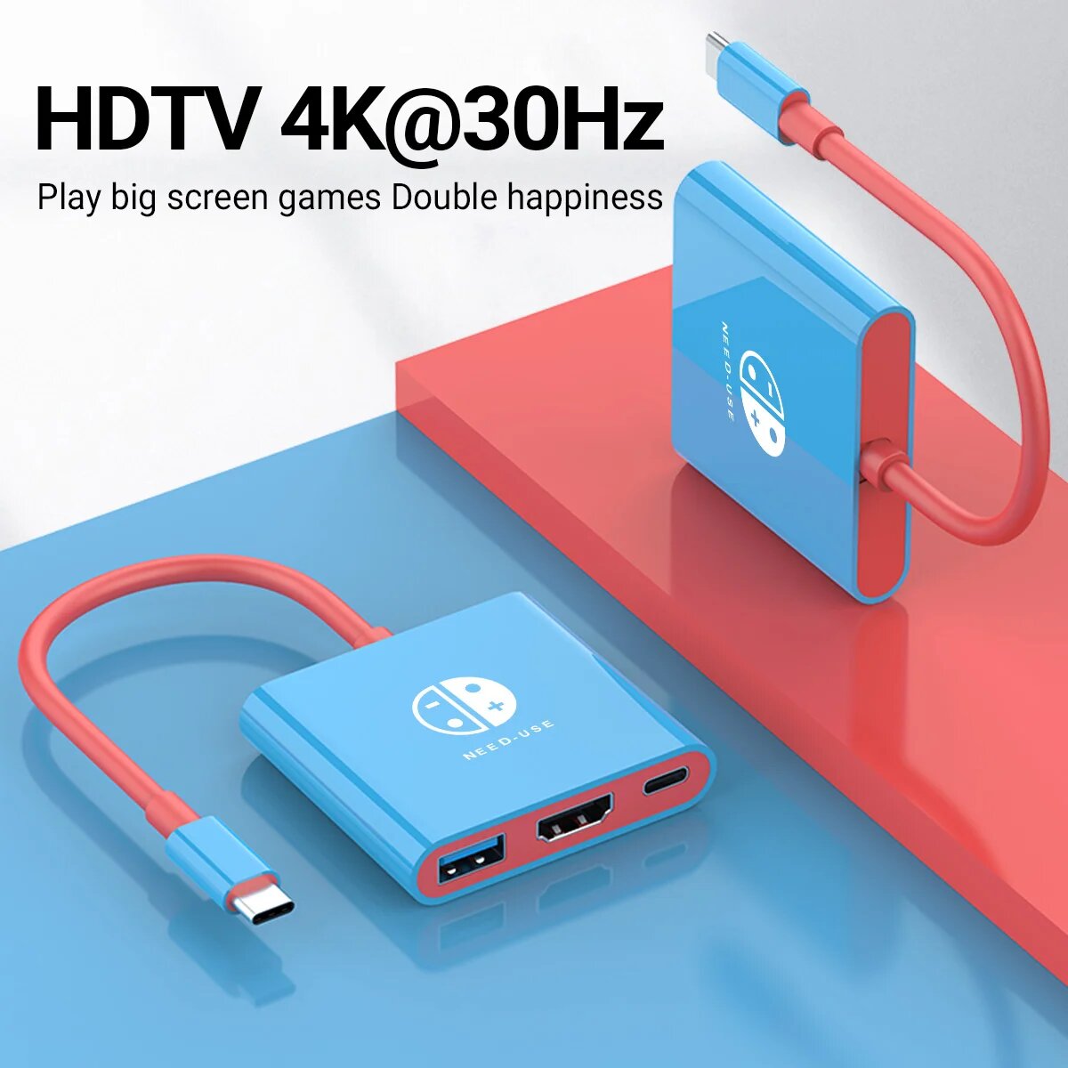 USB-C хаб Gopala 3-в-1 с HDMI 4K и быстрой зарядкой 100W 4K30Hz
