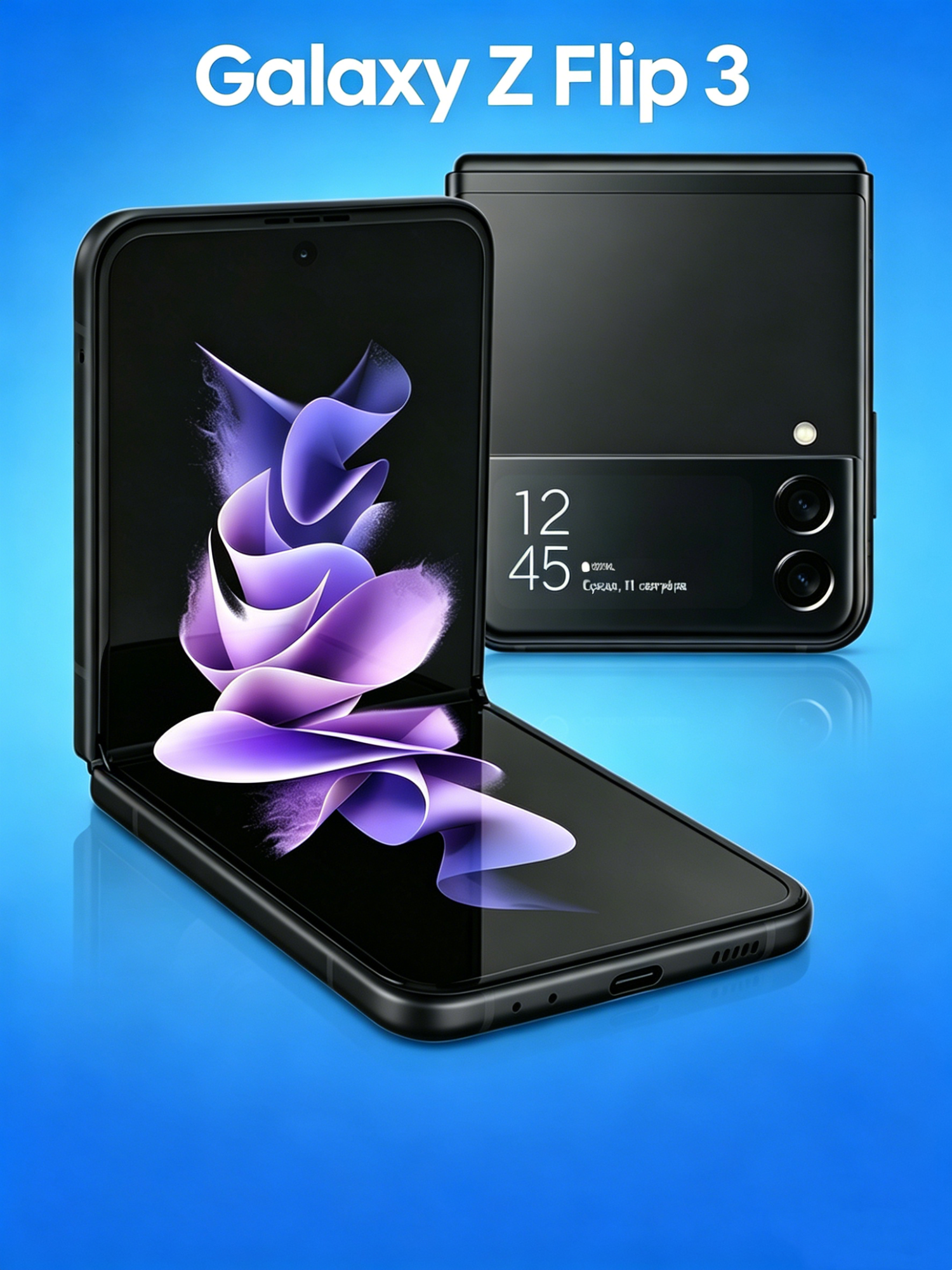 Смартфон Samsung Galaxy Z Flip3, OLED экран 120Гц, 2 камеры, NFC, 8ГБ/256ГБ, чёрный