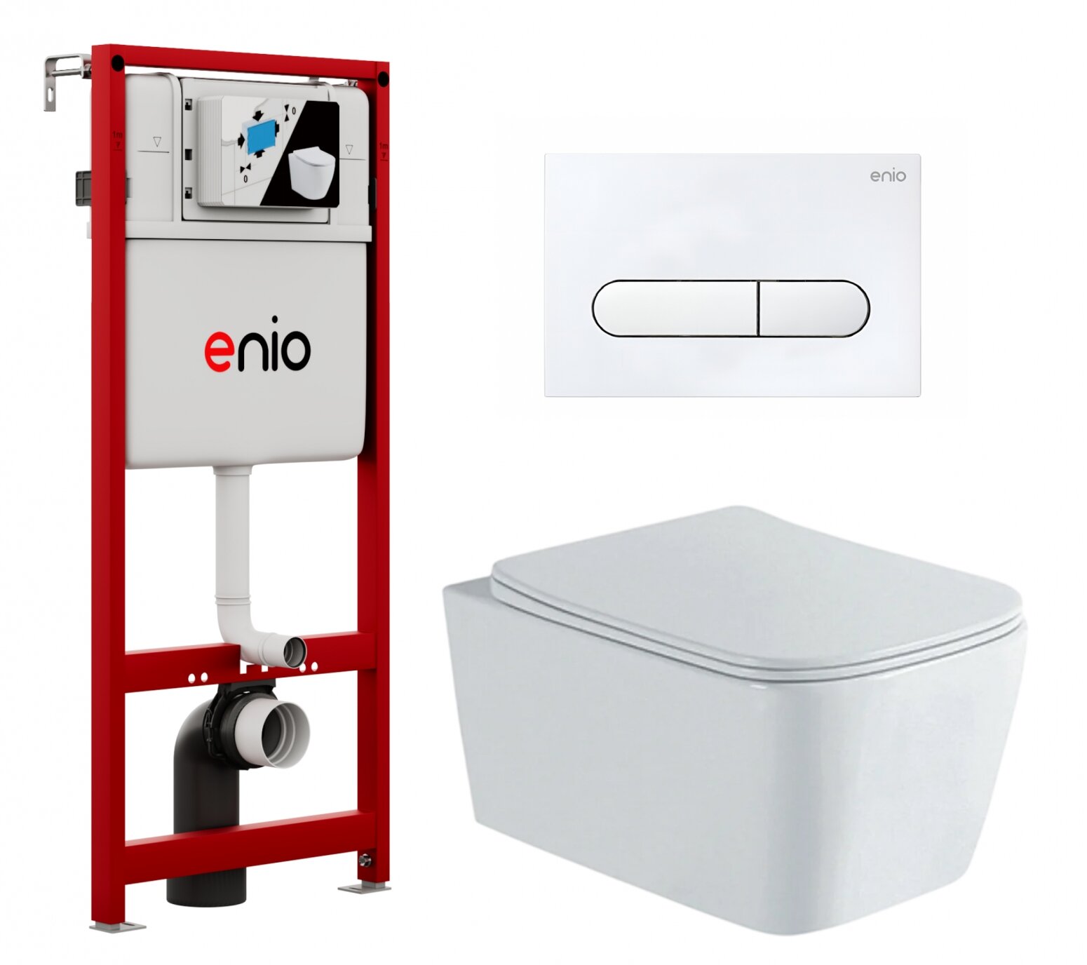 Комплект 3 в 1 инсталляция Enio Profi EN7050050 + Унитаз подвесной AQUATEK Либра New AQ1148N-00 + кнопка белая матовая Stondato