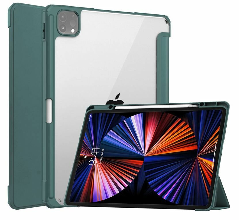 Противоударный Чехол Kakusiga (с отсеком для стилуса) для Apple IPad Pro 12,9 2021/2020/2018 зеленый