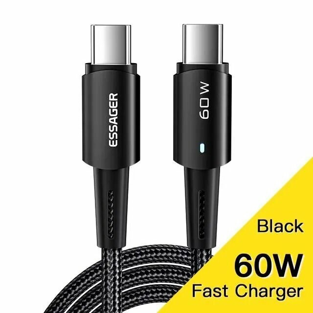 Essager Кабель для мобильных устройств USB Type-C/USB Type-C, 3 м, черный матовый