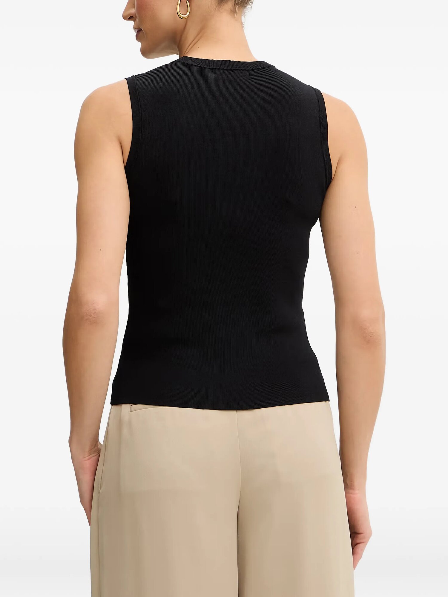 Топ Armani Exchange AX logo-embroidered ribbed top, размер 42 — фото 1