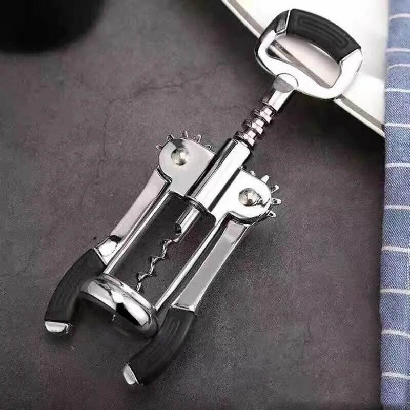 Открывалка для бутылок Wine Opener, нержавеющая сталь/цинковый сплав, нескользящая, серебристая