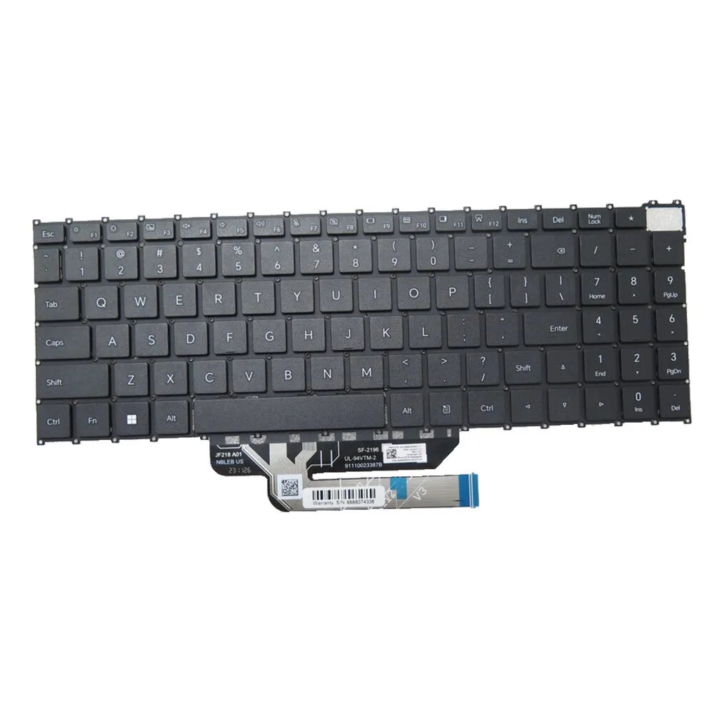 Клавиатура Клавиатура для ноутбука Для HONOR MagicBook X 16 BRG-385 BRN-F56 BRN-F58 Чёрная, без рамки, без подсветки — США (US), Английская раскладка, черный
