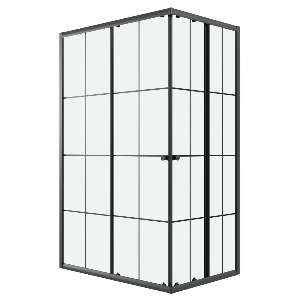 Душевое ограждение Niagara Eco NG-1018-14QKL (100х80х190) прямоугольник, раздвижное, черный, стекло клетка,1 место