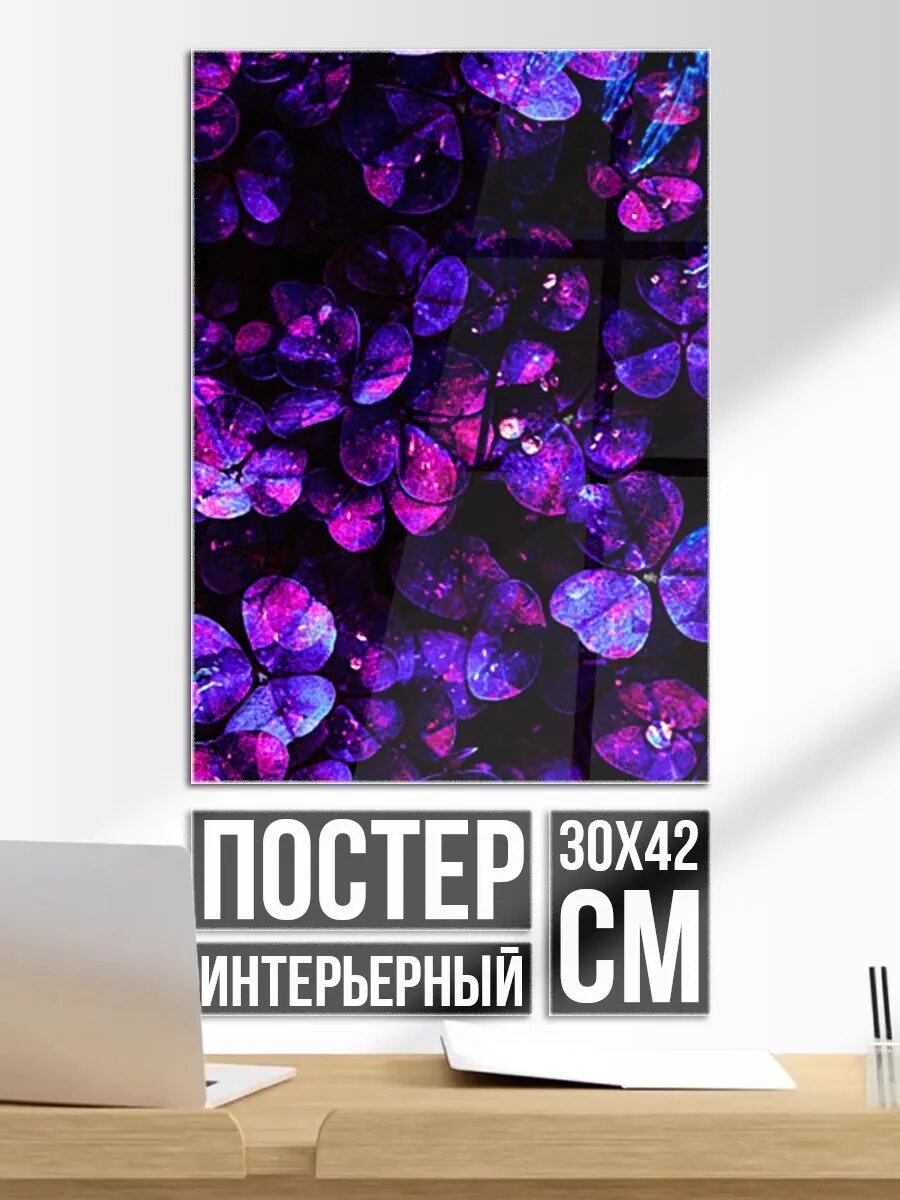 Постер на стену Флуоресцентные цветы