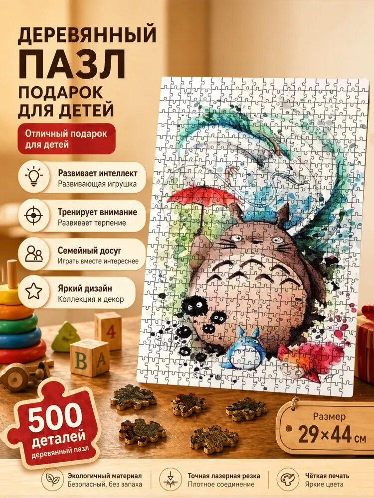 Коллаж Тоторо и Унесённые призраками фантастическая акварель