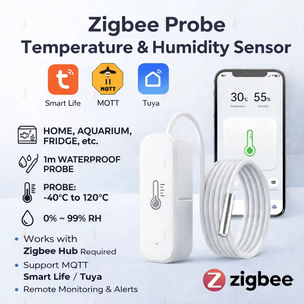Coolo Zigbee датчик температуры и влажности с зондом For zigbee 2mqtt — фото 1