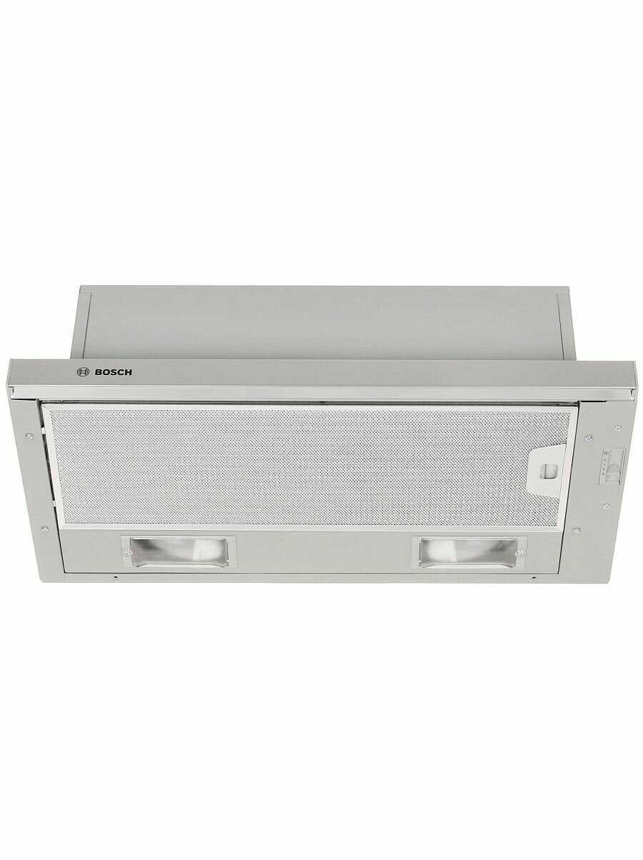 Вытяжка встраиваемая Bosch DFT63CA50Q, отвод, циркуляция, механическое управление, светодиодное освещение, 69 дБ, серебристая