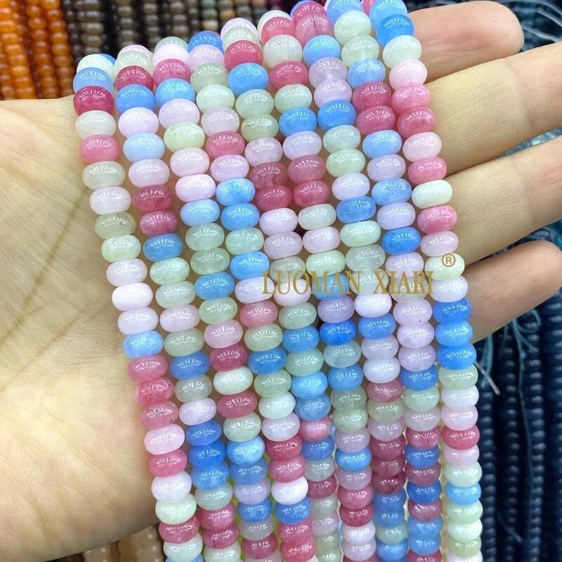 Бусины из синего халцедона LUOMAN XIARI 5x8 мм 5x8mm 15in 72-75pcs, morganite color 025