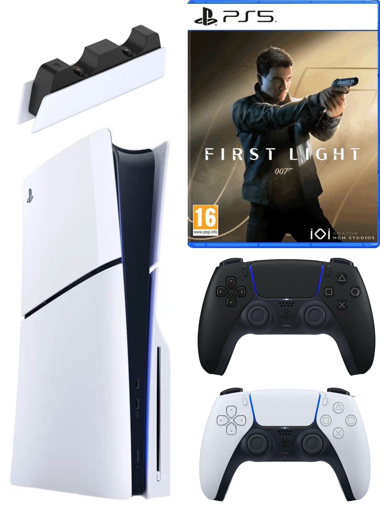 Игровая приставка Sony PS 5 Slim, 1ТБ(с дисководом) +2-ой геймпад + Зарядная станция+First Light 007