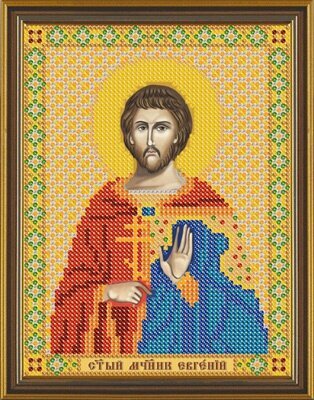 Канва Нова Слобода "Святой мученик Евгений", ткань с рисунком, 13х17 см (БИС 5178)