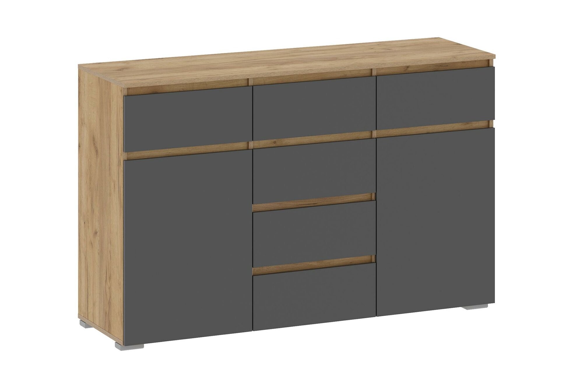 Комод для одежды Нонтон Инта, 150.2x46x95,8 см, Дуб золотой / Графит серый
