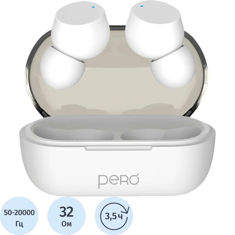 Наушники Pero TWS07 Invisible White, bluetooth