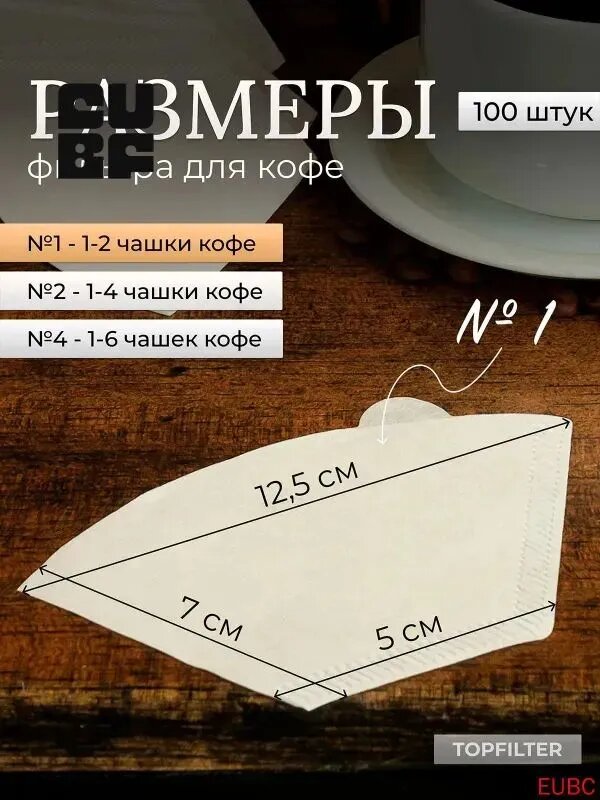 Фильтр для кофе белые №1, 100 шт