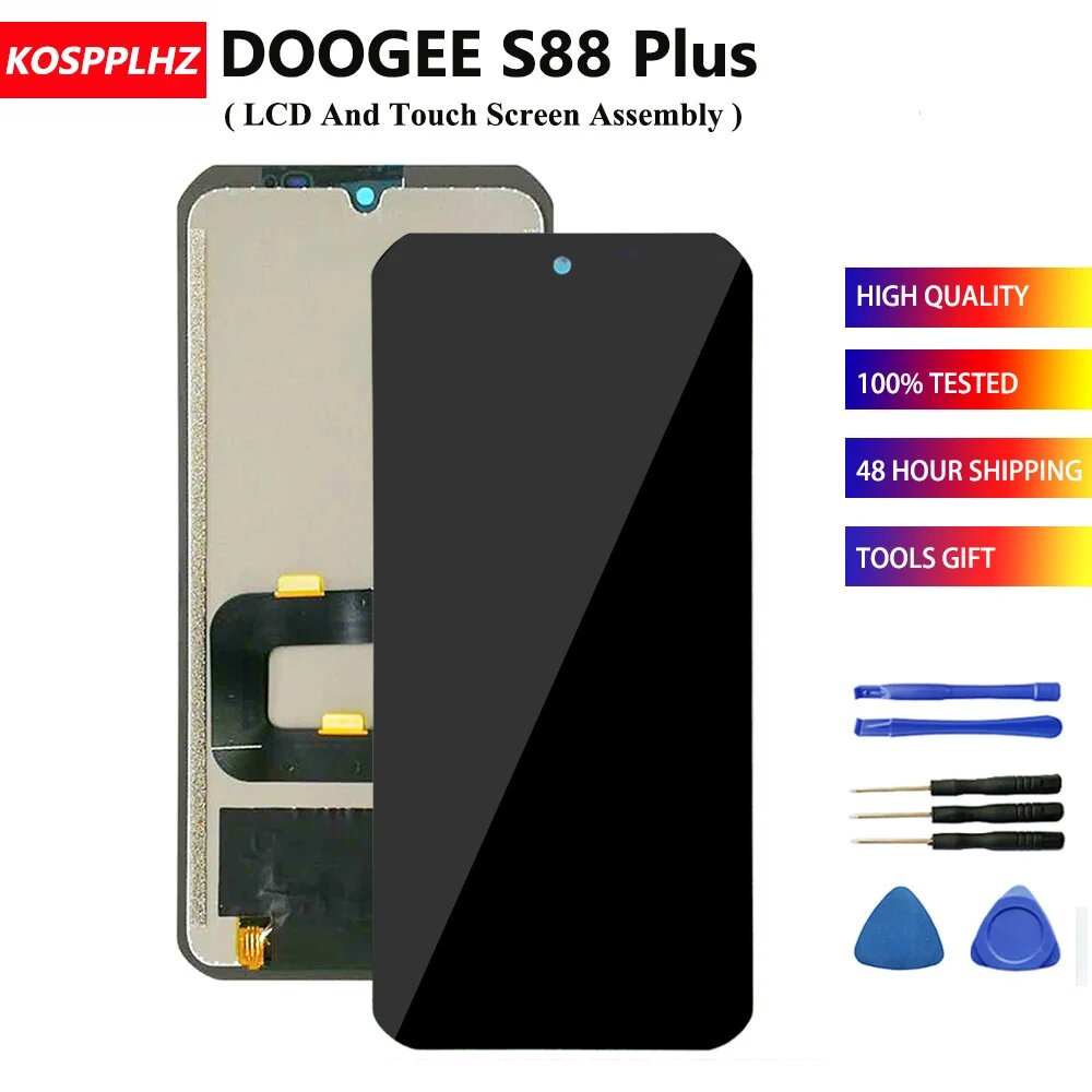 Протестировано хорошо для DOOGEE S88 Plus ЖК-дисплей Сенсорный датчик Стеклянная панель Замена для Doogee S88 PRO LCD S88 Plus Дисплей
