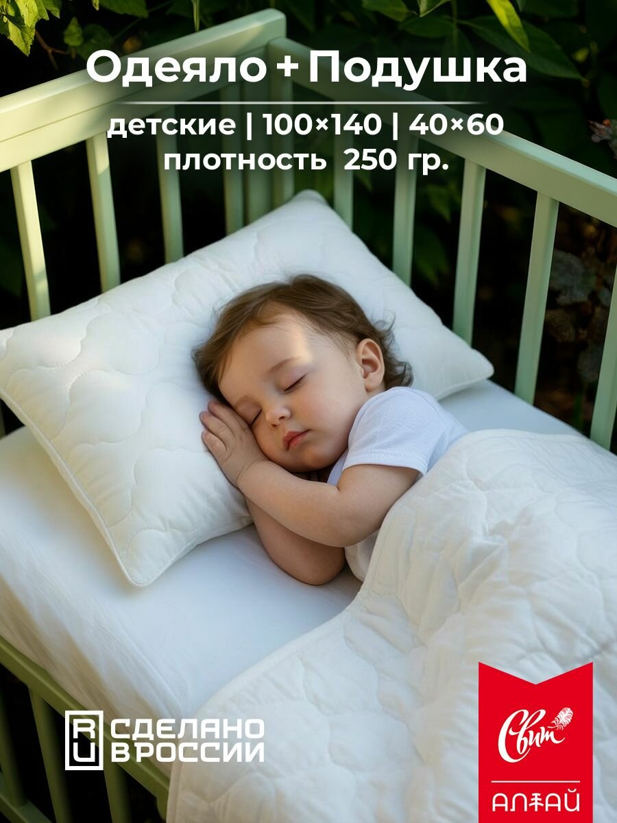 Комплект одеяло 100х140 и подушка 40х60, всесезонное одеяло 250 гр/м2, свит 20355/1