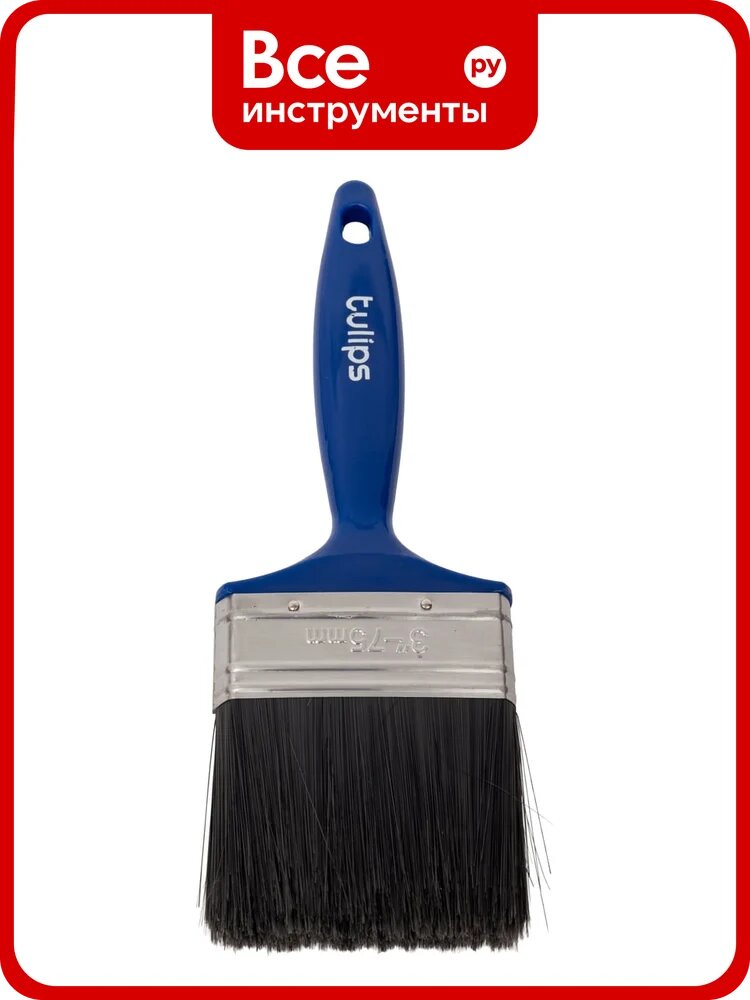Кисть малярная Tulips decor, универсальная Tulips Tools 75x17, пластиковая рукоять, бандаж из нержавеющей стали