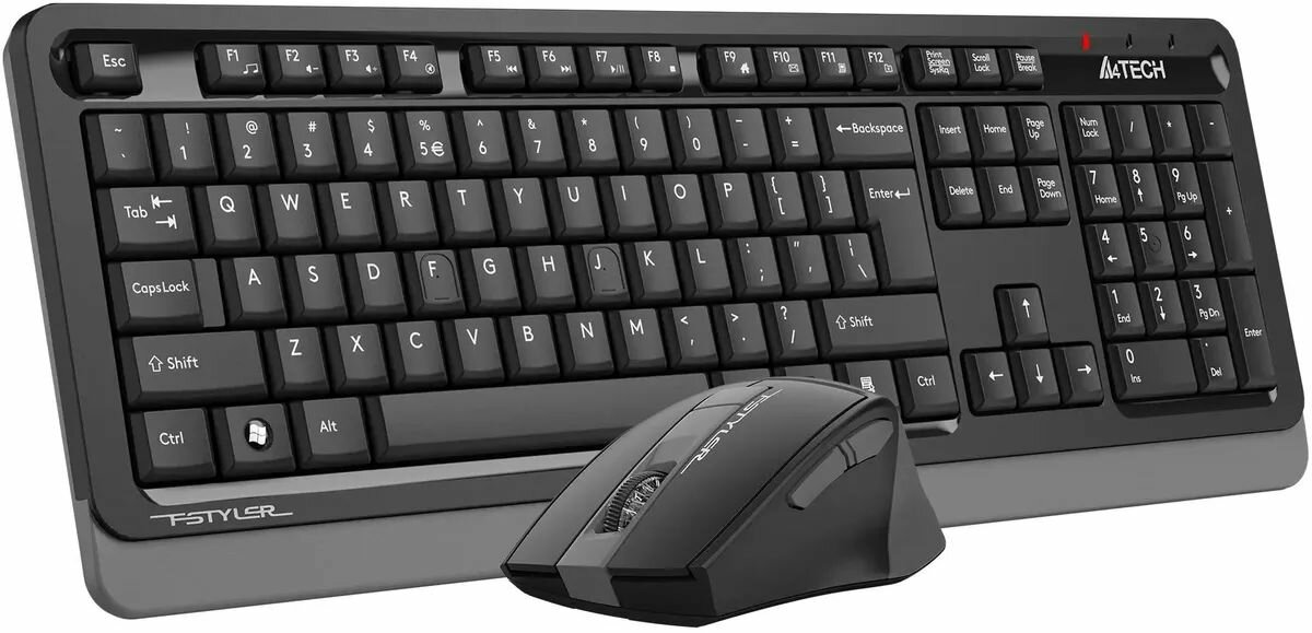 Клавиатура и мышь для компьютера A4TECH USB, беспроводной, черный (FG1035 GREY)