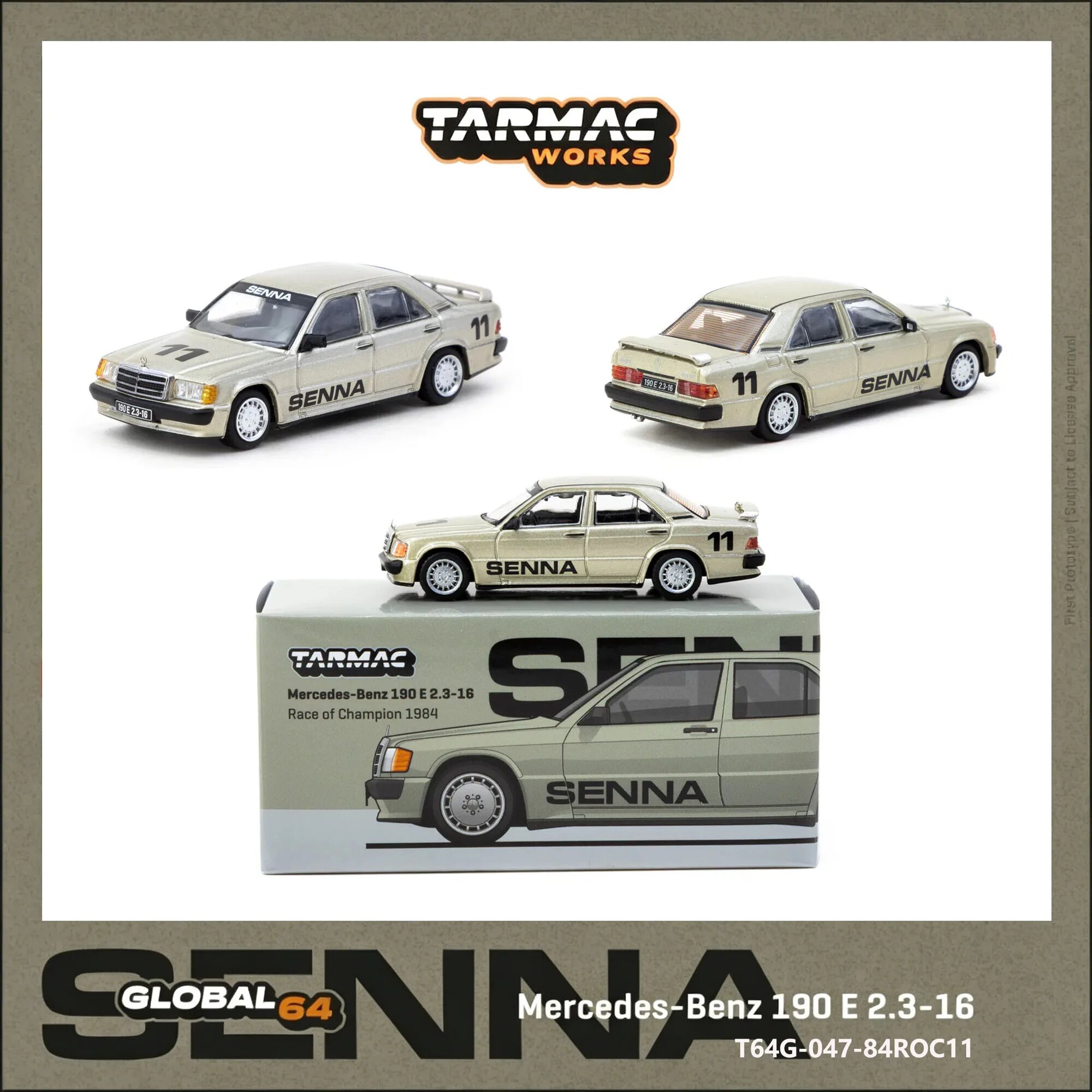 Tarmac Works Mercedes 190E 1:64 Alain Prost & Ayrton Senna Golden Rivalry Race T64G-047-84ROC11