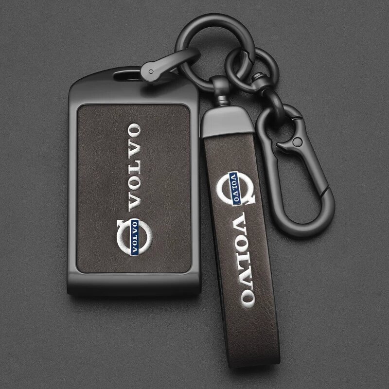 Комплект чехла для ключа Volvo в кожано-коричневом цвете с шнуром и крючком для моделей XC60/XC90/XC40/S90/S60L/V40
