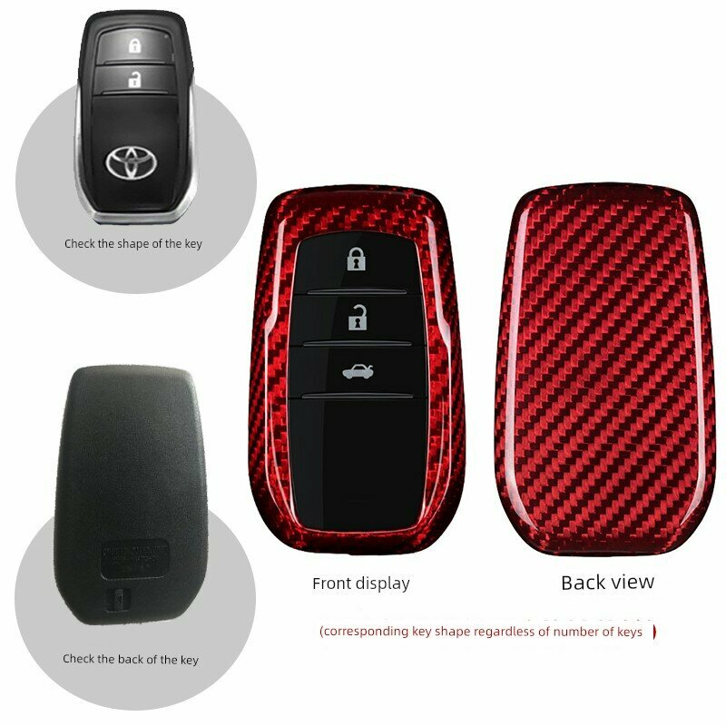 Карбоновый чехол для ключа автомобиля Toyota A модели, красный одиночный с прочным дизайном