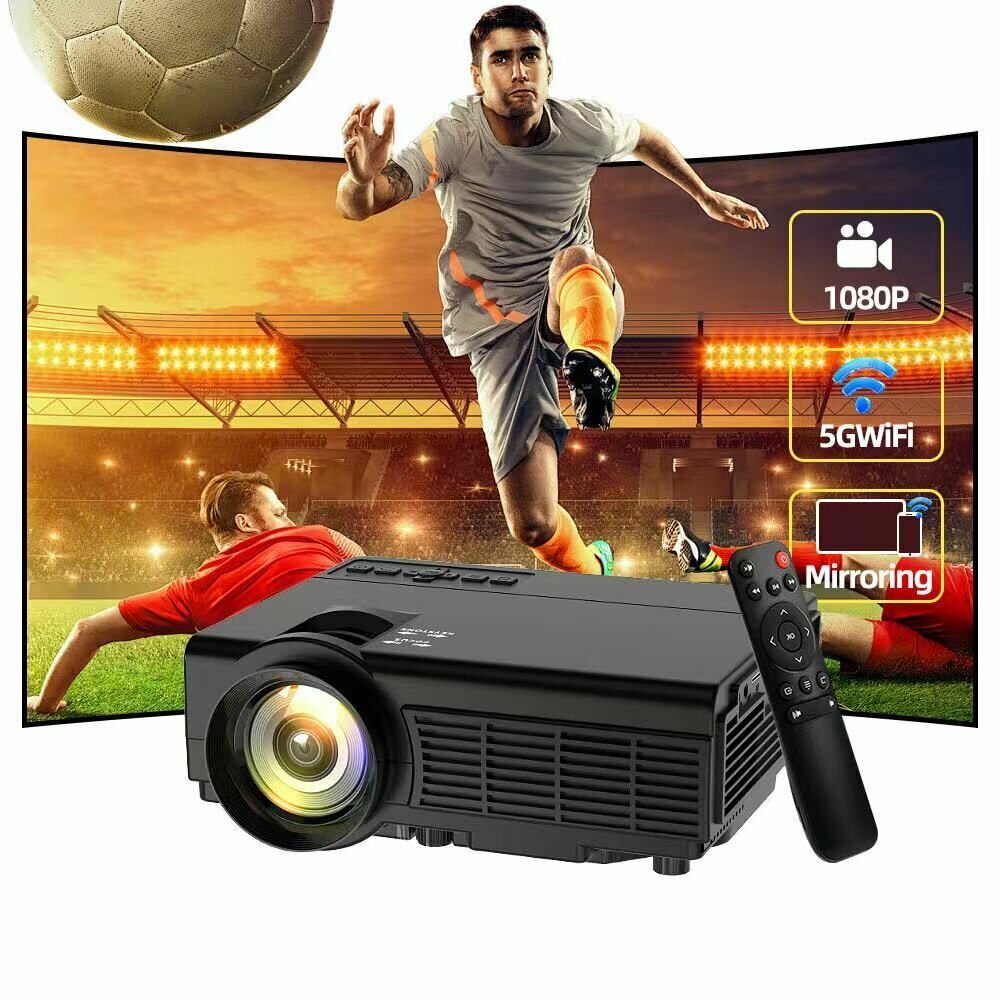 Гобо-проектор Домашний проектор Q5 1080P с проводным и WiFi-подключением, зеркалирование экрана, мобильный и компь