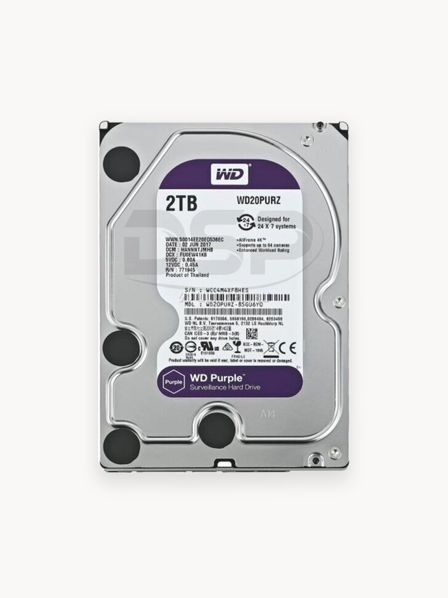 Жесткий диск Western Digital WD20PURZ 2Tb SATAIII 3,5" HDD