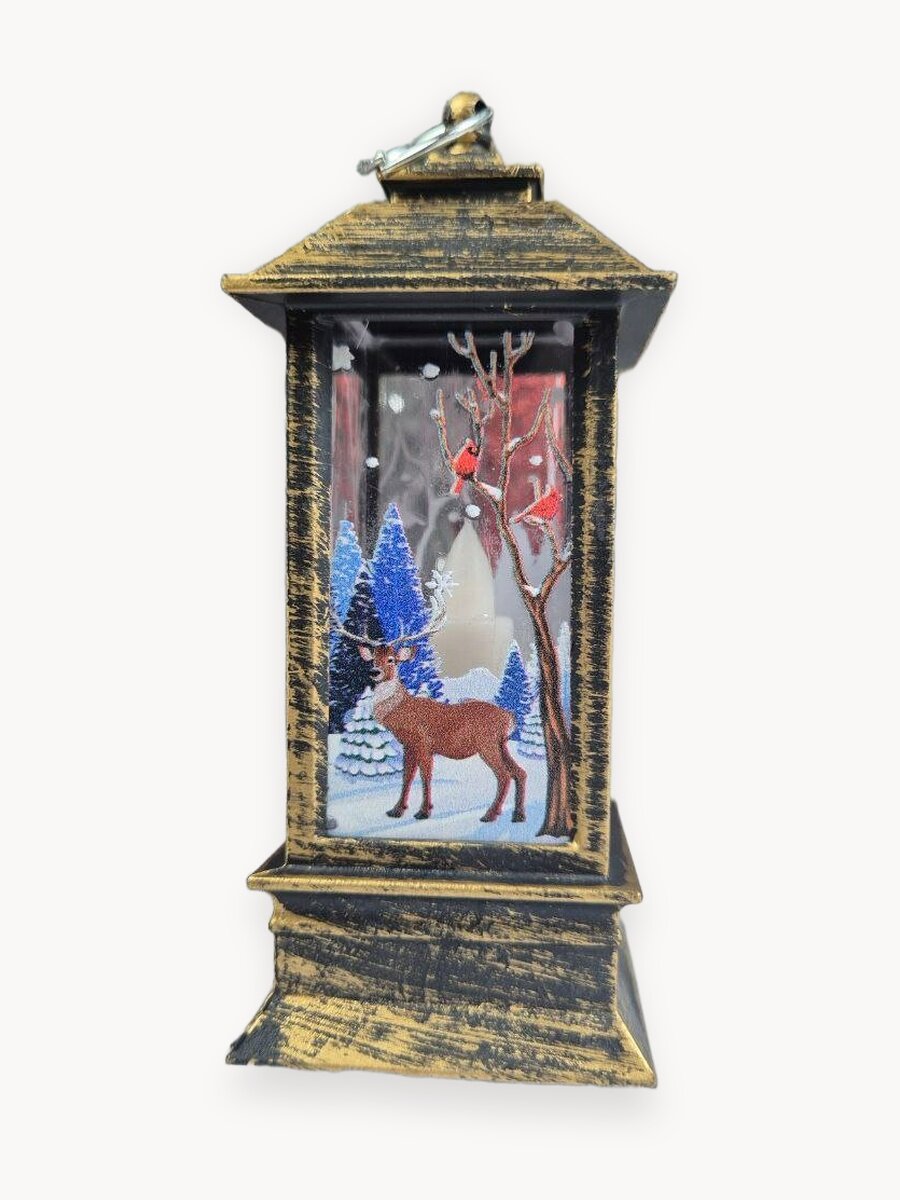 Новогодний фонарь-"Олень", подсветка, 1 режим, 3*АG13 (LR44), 14*5.5*5.5 см, бронзовый