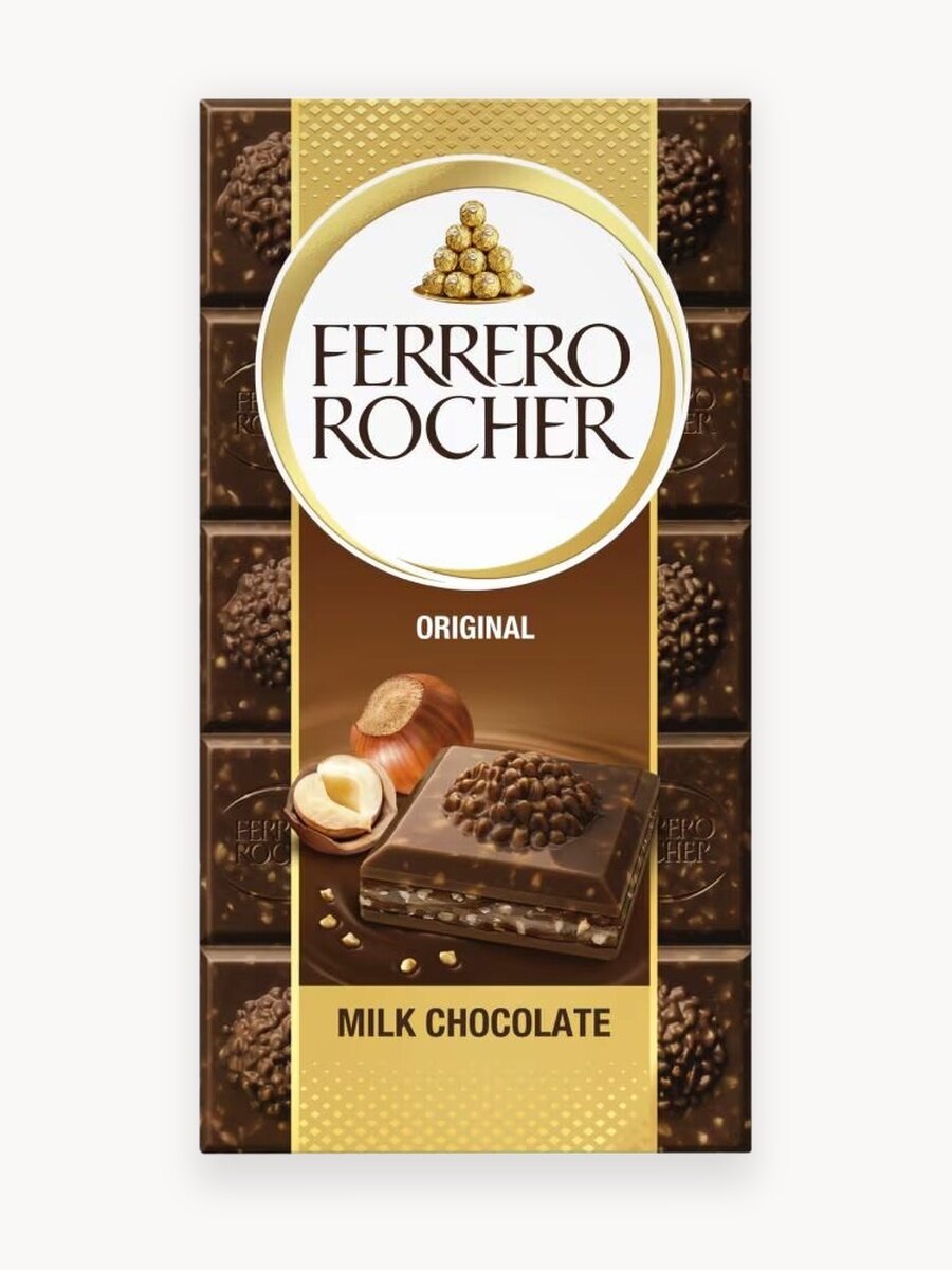 Молочный шоколад Ferrero Rocher, с фундуком, 90 гр