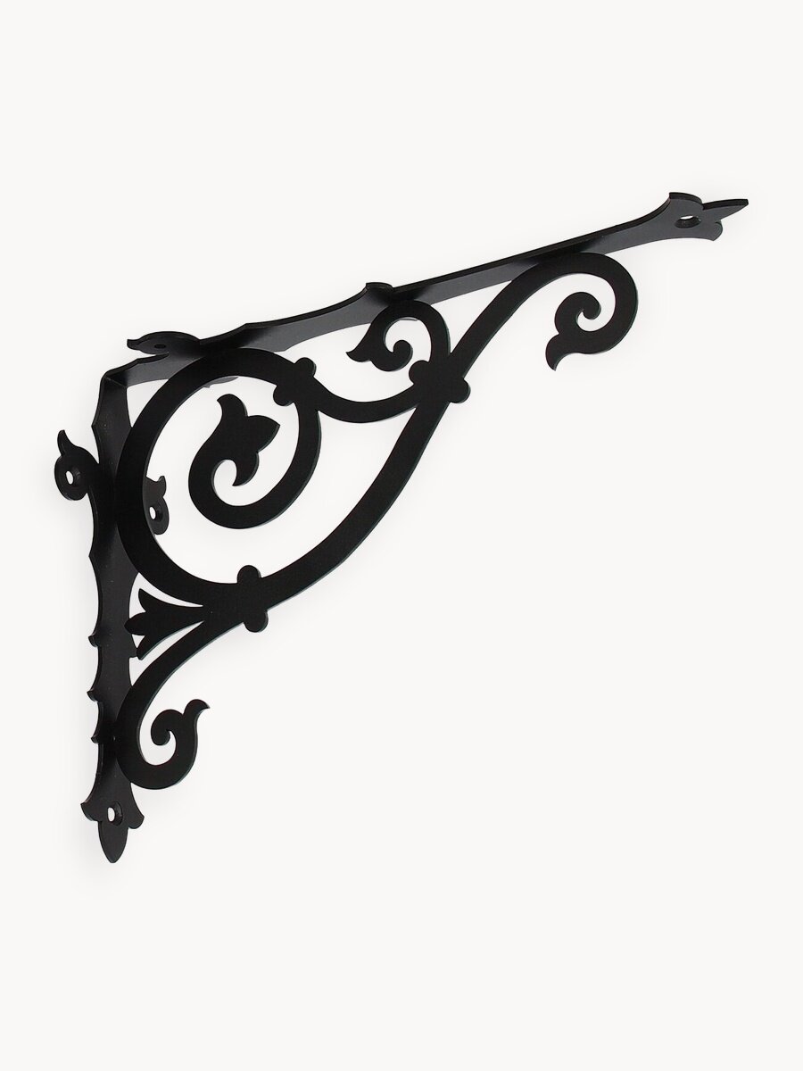 Кронштейн для полки декоративный усиленный Классика 200, 1 шт, 20х15х6,5 см, черный