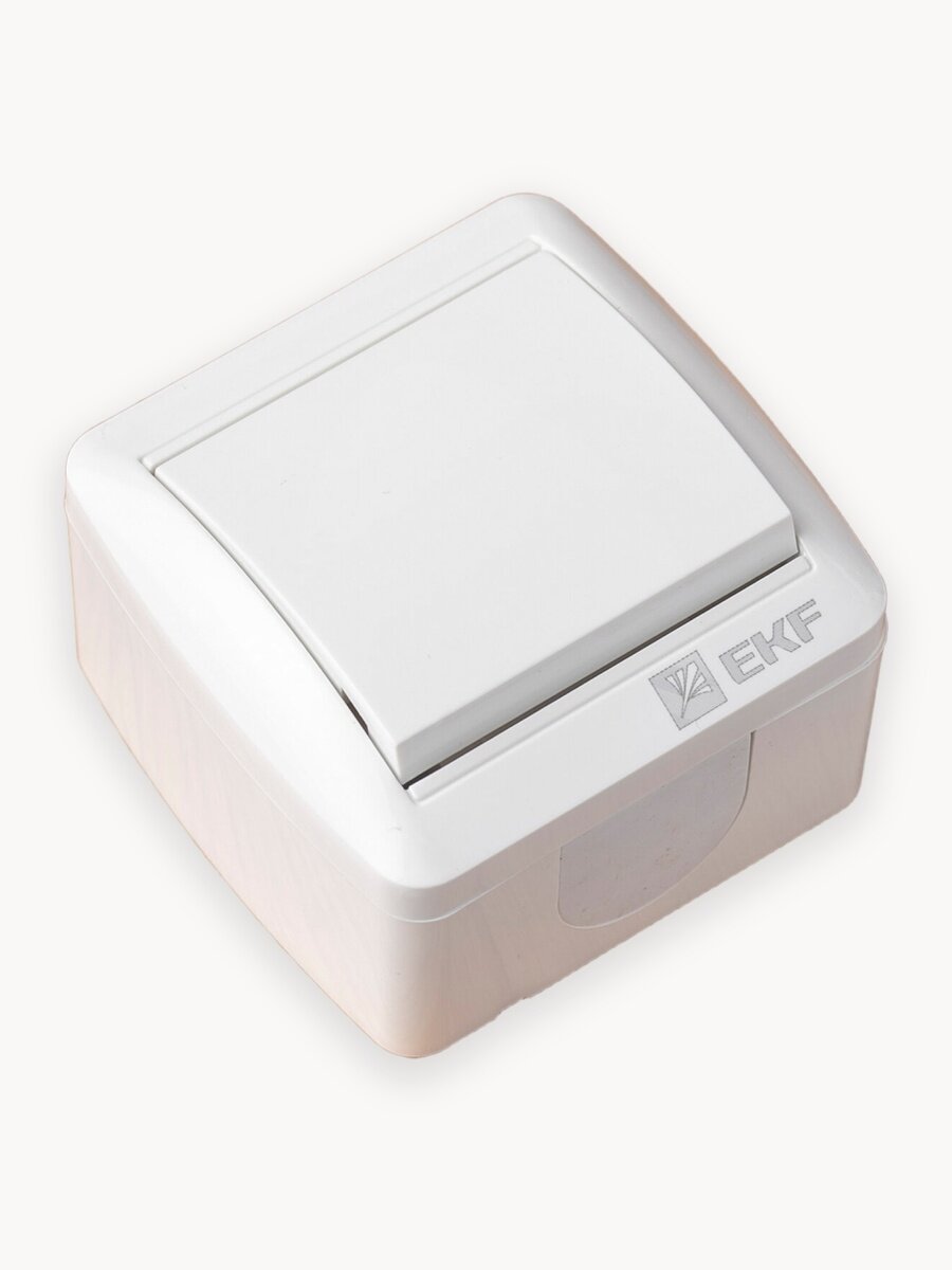 Кнопка звонка EKF PROxima 10А, 230В, белая, IP54, уличная (под навесом), коллекция Владивосток