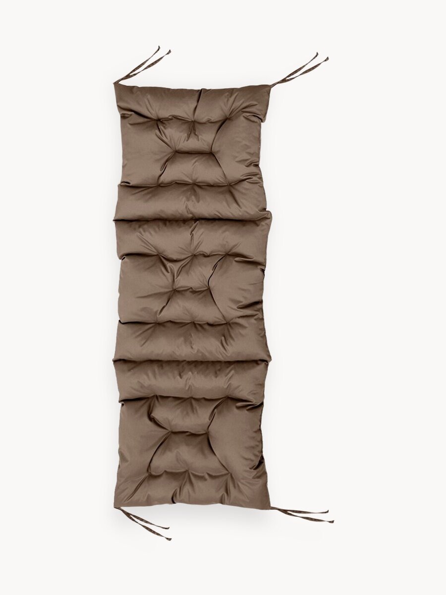 Матрас для садовой мебели, качелей 50х125 см с завязками, влагостойкий, коричневый