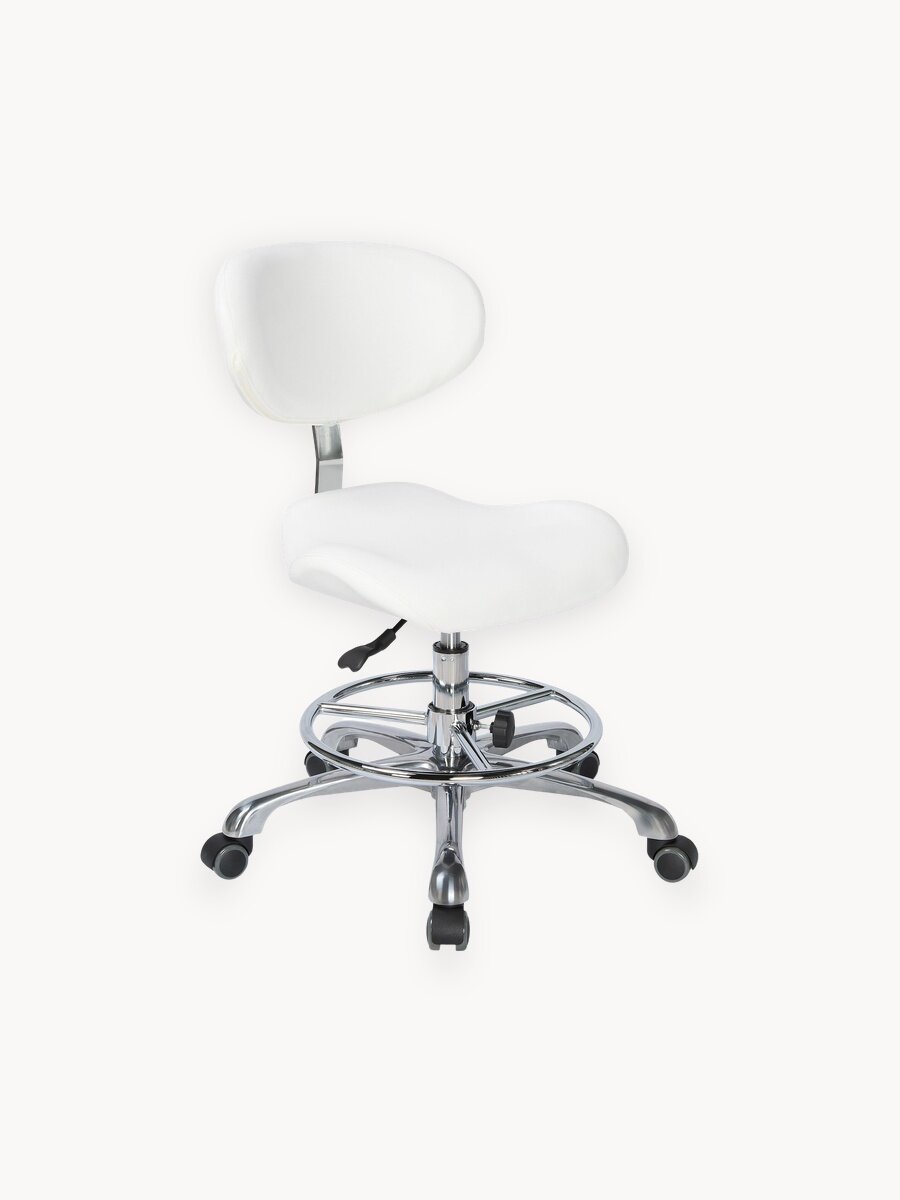 Стул мастера MZ 1026DB2 белый, с кольцом под ноги и анатомическим сиденьем
