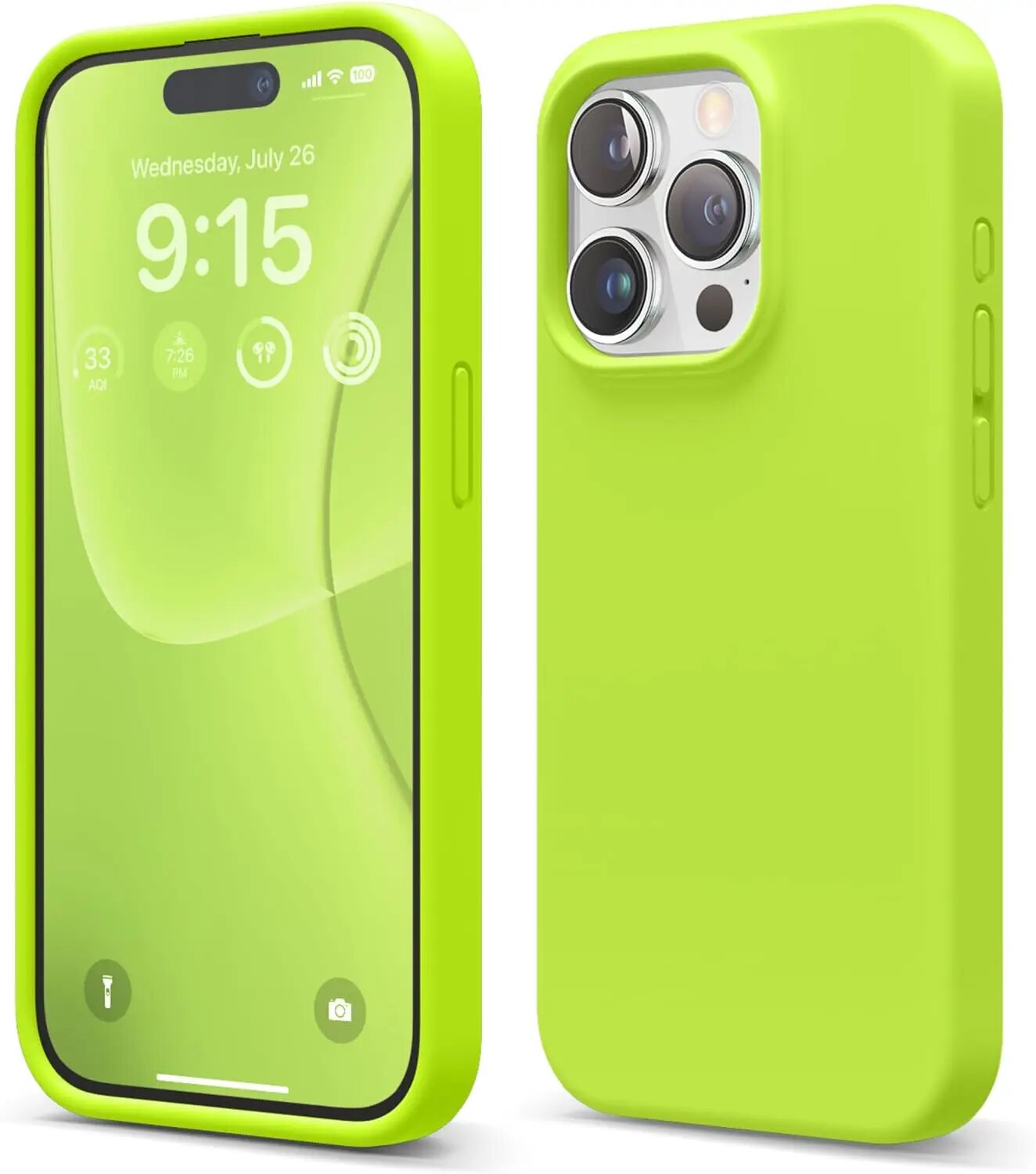 Зеленый чехол для iPhone 15 Pro Max из жидкого силикона