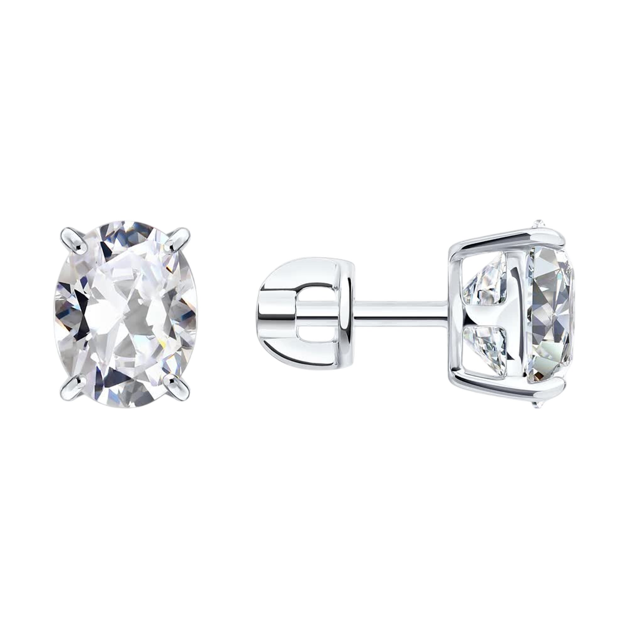 Серьги, серебро, 925 проба, родирование, фианит