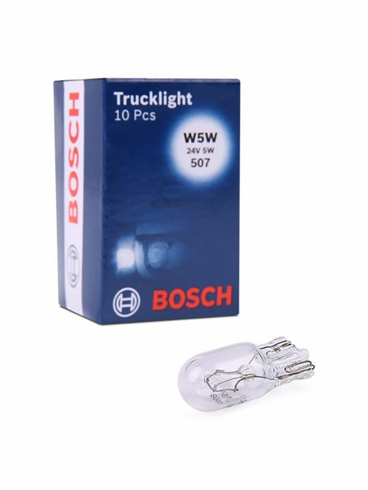 Лампа накаливания сигнальная W5W W2.1x9.5d 24V 5W BOSCH 1987302518 (цена за штуку)