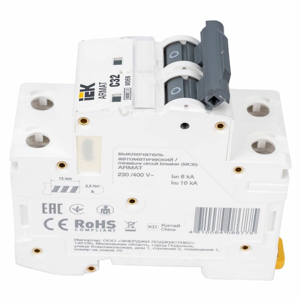 Выключатель автоматический модульный 2п C 32А M06N ARMAT IEK AR-M06N-2-C032