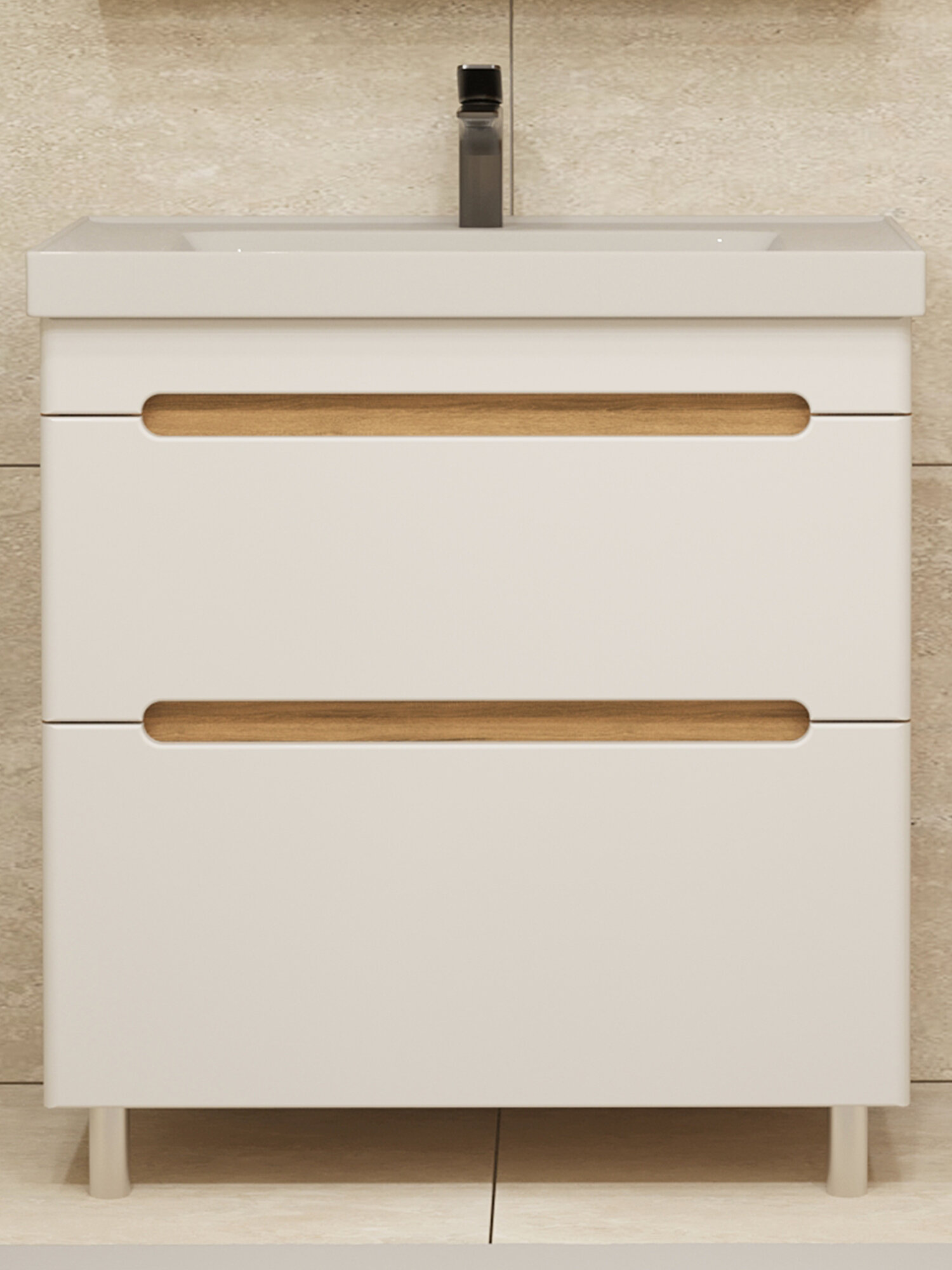 Тумба напольная SanStar Diva 70 с раковиной Грейс 70 (комплект) для ванной комнатыбелый, Дуб вотан