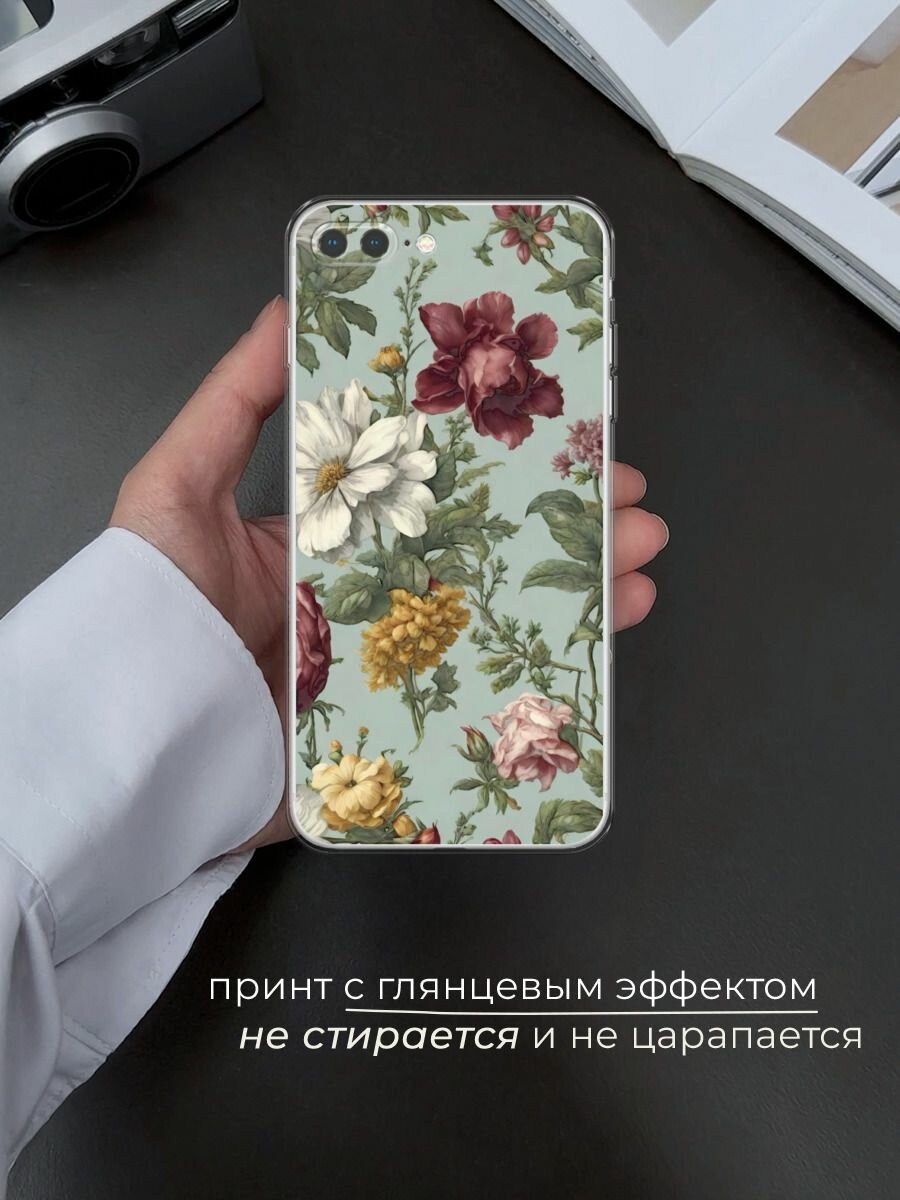 Чехол на Apple iPhone 7 Plus / Айфон 7 Плюс с принтом Акварельные красные цветы — фото 1