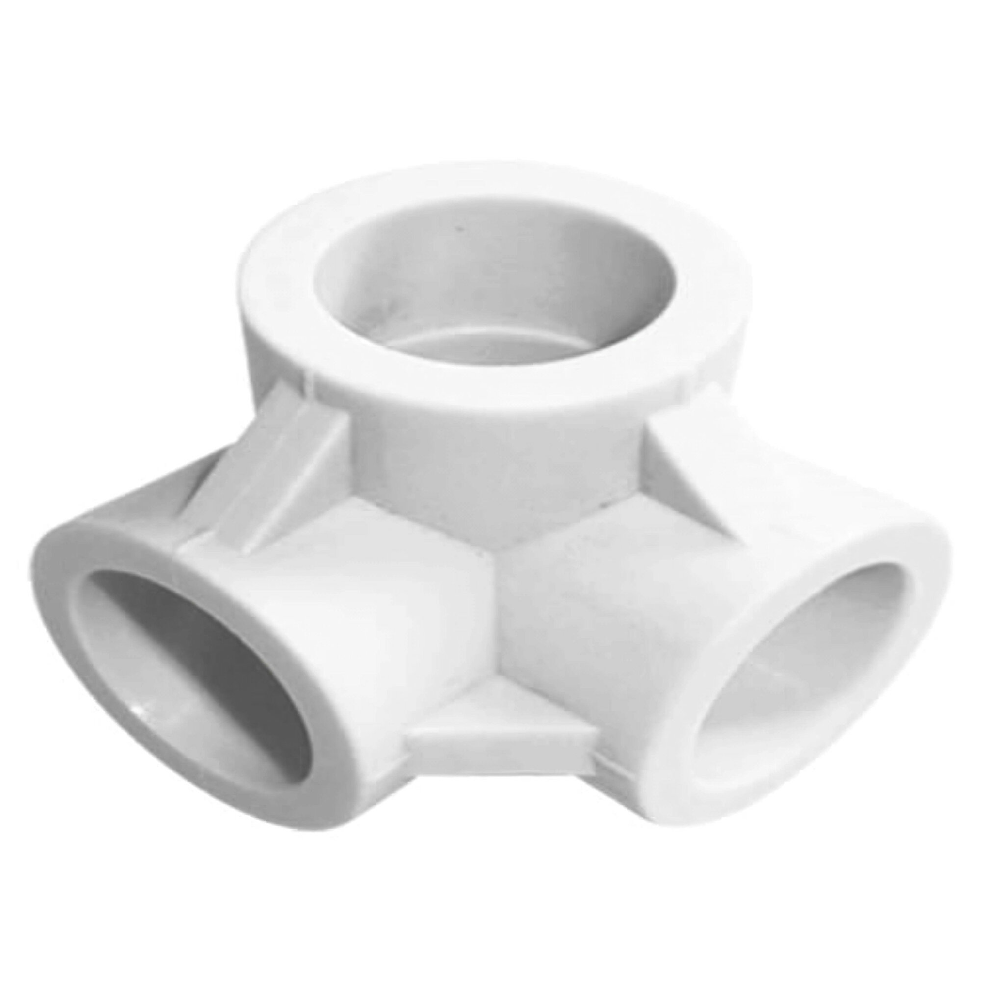 Тройник двухплоскостной TEBO, 20х20х20 мм, полипропиленовый, белый