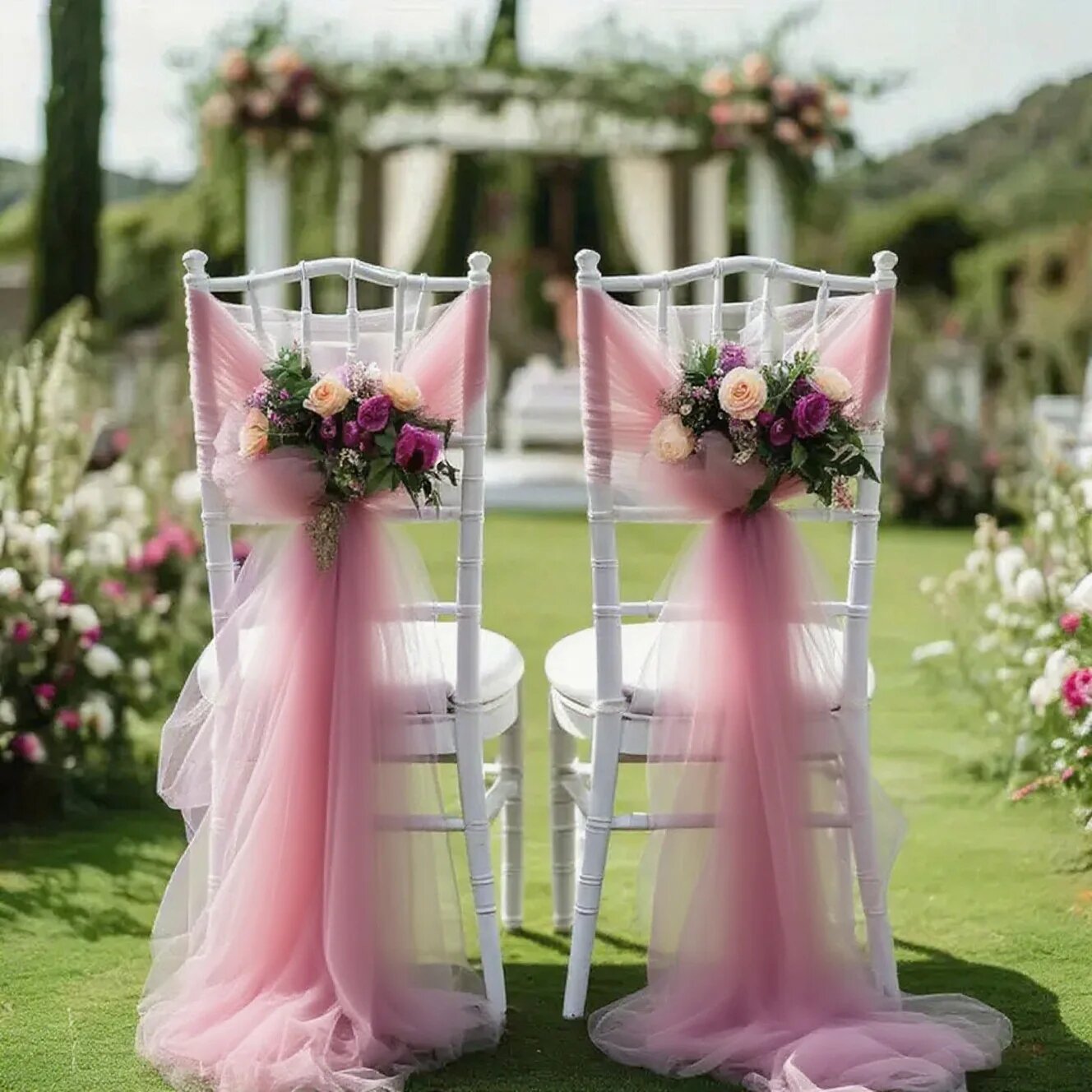 Белая тюлевая ткань для декора 160x1000cm, 1PC dusty pink